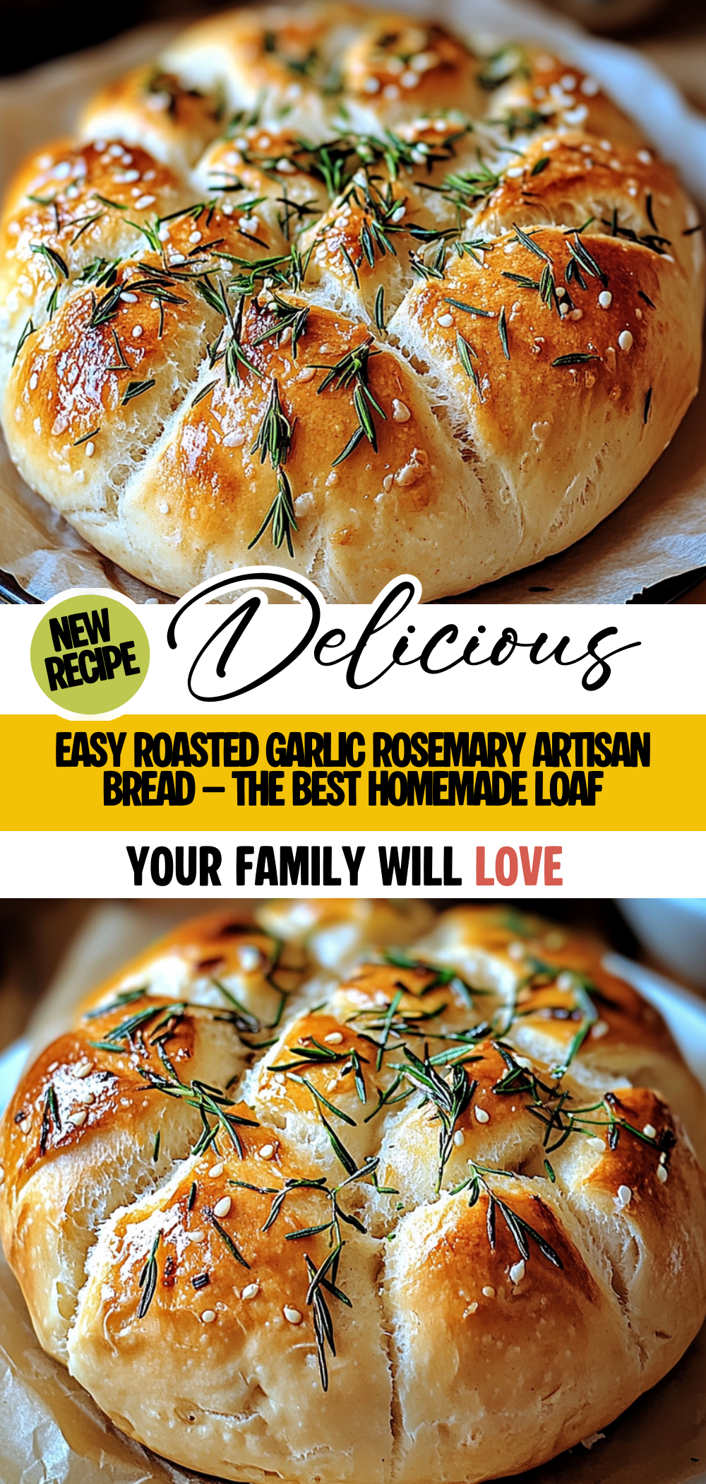 Easy Roasted Garlic Rosemary Artisan Bread – Irresistible…